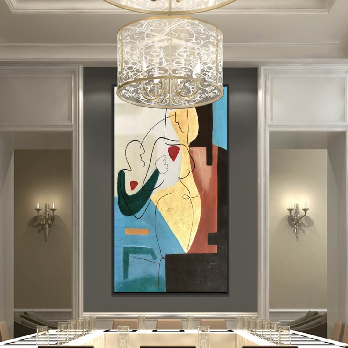 Vintage Abstract Lady Line Drawing MODERN ART | 19 × 35 inches. - Art Gali