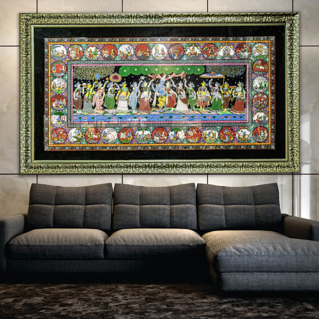 RADHA KRISHNA RAAS LEELA PATTACHITRA PAINTING - Art Gali